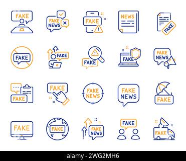 Fake news line icons. Social media propaganda, Newspaper and Conspiracy ...