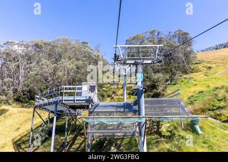 Chairlift in a mountain region in summer. Life of ski resort in ...