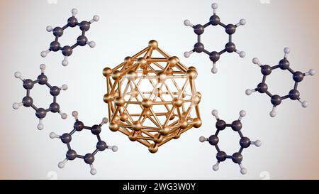 3d rendering of gold nanoparticles conjugated inside of the ...