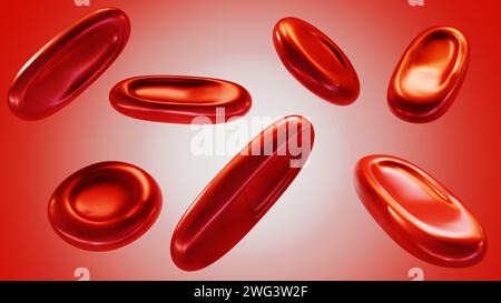 3d rendering of Elliptocytes, also known as ovalocytes or cigar cells ...