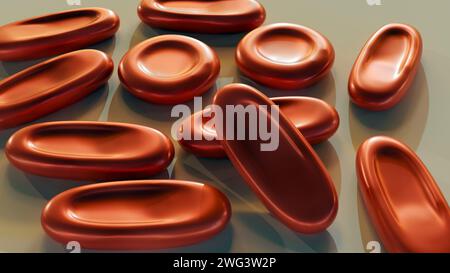 3d rendering of Elliptocytes, also known as ovalocytes or cigar cells ...