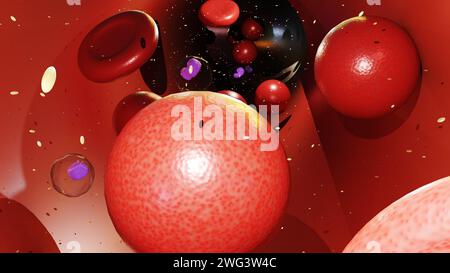 3d rendering of spherocyte, it is a red blood cell (RBC) that is ...