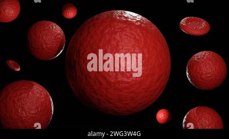 3d rendering of spherocyte, it is a red blood cell (RBC) that is ...