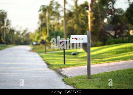 Typical american outdoors mail box on suburban street side Stock Photo ...