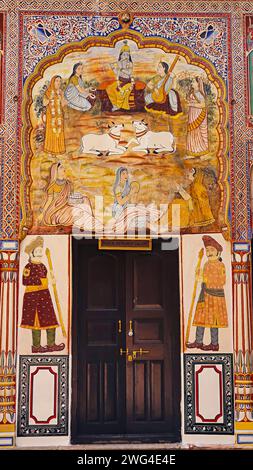 Painting of Rangpanchami celebration of Krishna and Gopikas on the Dr ...