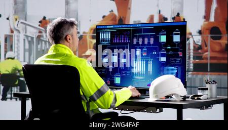 Engineer Operator Using Scada System At Industrial Plant Stock Photo ...