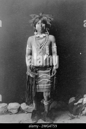 Snake dancer in costume, c1900. Hopi snake dancer, full-length portrait ...