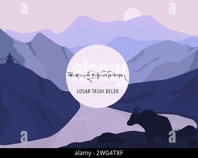 Vector illustration poster of losar festival, popular festival of ...