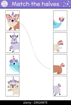 Fairytale connect the halves worksheet. Matching game for preschool ...