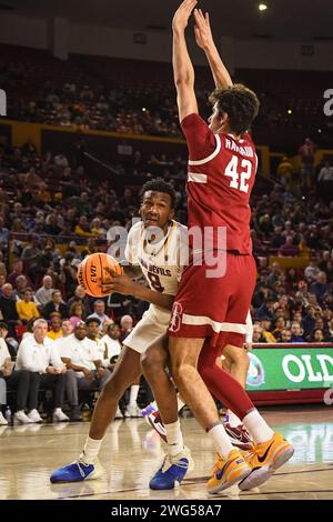Arizona State Sun Devils center Nevaeh Parkinson (32) attempts a shot ...
