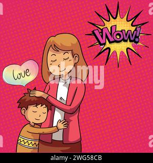 Mom - Comic book style word on comic book abstract background Stock ...