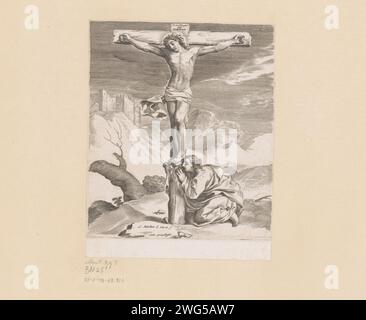 Crucifixion of Christ, Claude Mellan, 1608 - 1688 print paper engraving crucified Christ with ...