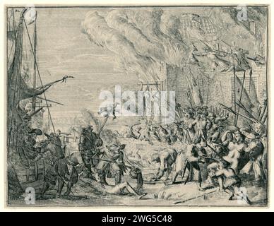 Atrocities in a village, 1672, Anonymous, After Romeyn de Hooghe, 1673 ...