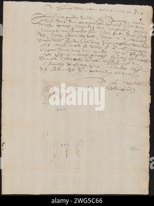 Letter to Jan van Weley, Hendrick Goltzius, 1605 drawing. letter paper ...