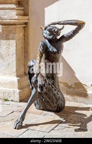 Sculpture "Faun mit Weitblick" by Martin Karlik 2010 at Landhaushof ...