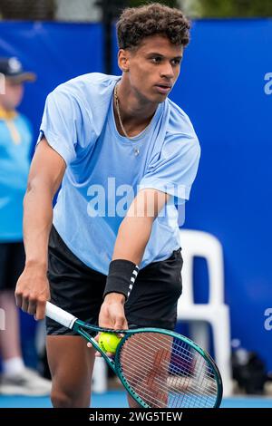Gabriel Diallo of Canada in action against Lorenzo Musetti of Italy ...