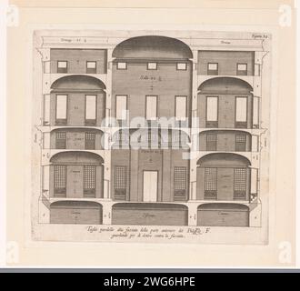 Cross -section of the Palazzo Spinola in Genoa, Nicolaes Ryckmans, 1622 ...