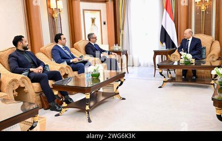 Yemeni President Rashad Mohammed Al-Alimi, Chairman of the Presidential ...