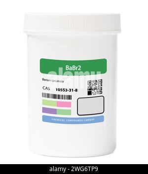BaBr2 barium bromide CAS 10553-31-8 chemical substance in white plastic ...
