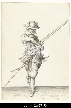 Soldier with a musket who takes his wick (no. 6), ca. 1600, 1597 - 1607 ...
