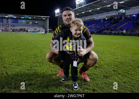 Joe Philbin of Warrington Wolves with his young son Bobby and family ...