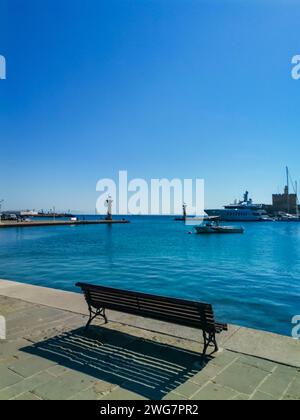 Mandraki port with deers statue, where The Colossus was standing and ...