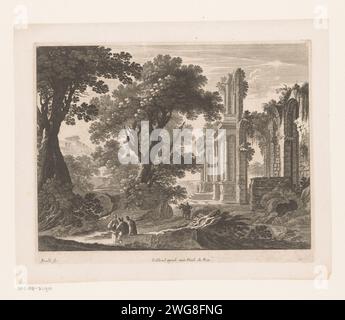 Landscape with figures in ruin, Nicolas Perelle, 1613 - 1695 print ...