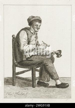 Seated Pijpoker, Pieter de Mare, After Christina Chalon, 1777 - 1779 ...