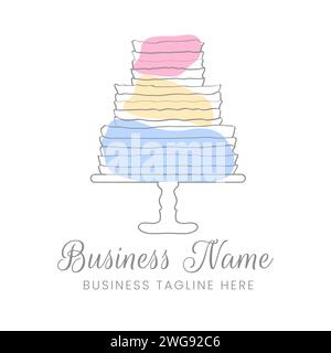 Abstract Pink and Orange Cake Outline Geometric Logo Design Stock ...