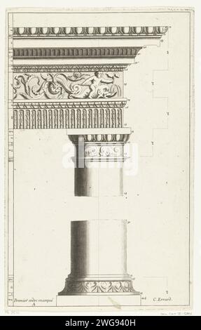 Doric order, part of column with pedestal and head frame; Prime ...