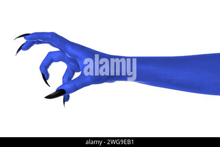 Creepy monster hand with black claws isolated on white background with ...