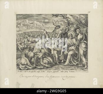 Multiplication of the breads and the fish, Johannes Wierix, After Gerard van Groeningen, 1643 ...