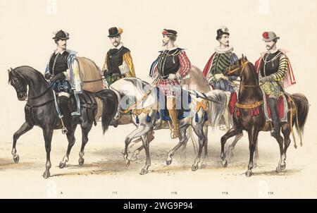 Costume of Dutch and English nobles, 1586. Army commanders Justinus van ...