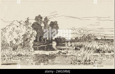 Landscape, Alexander Mollinger, 1846 - 1867 drawing paper. ink. pencil ...