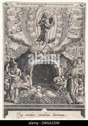 Grave of Christ, Hieronymus Wierix, After Maerten de Vos, 1584 print Christ is placed in the ...