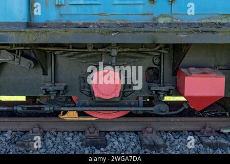 Wheel on rail with brake from Knorr-Bremse, vintage electric locomotive ...