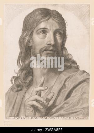 Blessing Christ, Claude Mellan, 1652 print France paper engraving ...