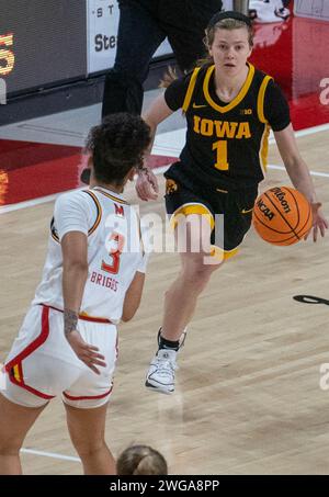 Iowa Hawkeyes guard Molly Davis (1) and forward AJ Ediger (34) poses ...