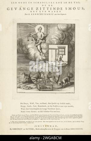 Allegory on the trial of the Jew Aron Abrams, 1737, 1737 print The ...