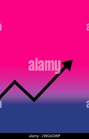Hot pink arrow graph for a concept of Increasing isolated on white ...