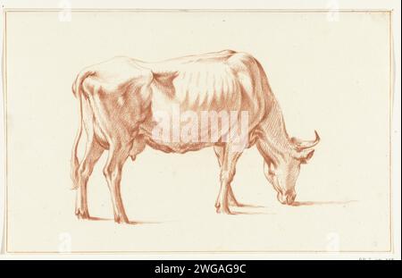 Grazing cow, to the right, Jean Bernard, 1775 - 1833 drawing paper ...