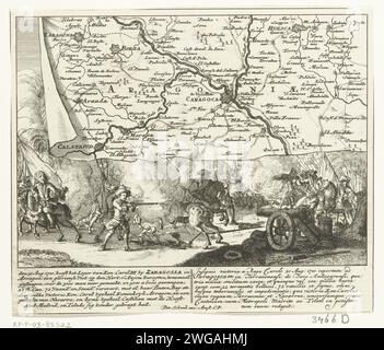 Victory on the French army at Zaragoza, 1710, 1710 print Leaf with a ...