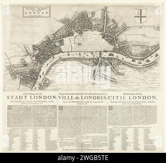 Map of London after the big fire of 1666, 1666 print Map of London on ...
