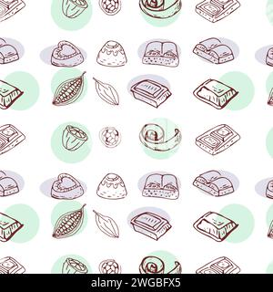 Cocoa beans and chocolate candy, sliced. Vector illustration isolated ...
