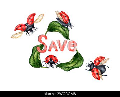 Recycling Symbol with Leaves and Ladybug Stock Photo - Alamy