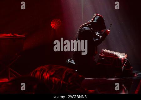 KYIV, UKRAINE - FEBRUARY 2, 2024 - A musician of the Yagody band ...
