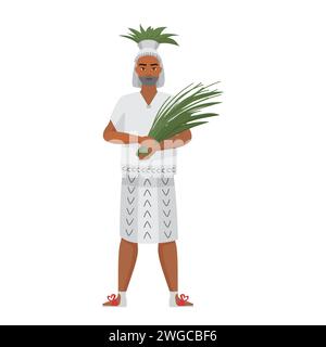 Aztec tribe people in wild desert landscape vector illustration ...