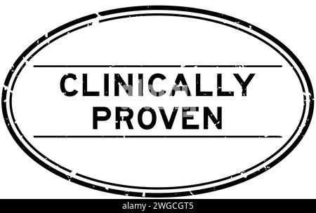 Grunge black clinically proven word oval rubber stamp in white ...