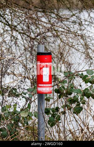 Lifesaving buoy, water rescue equipment on pole, floatation device for ...