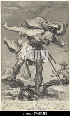 King Saul plunges into his sword, Willem Isaacsz. van Swanenburg, after Abraham Bloemaert, 1611 ...
